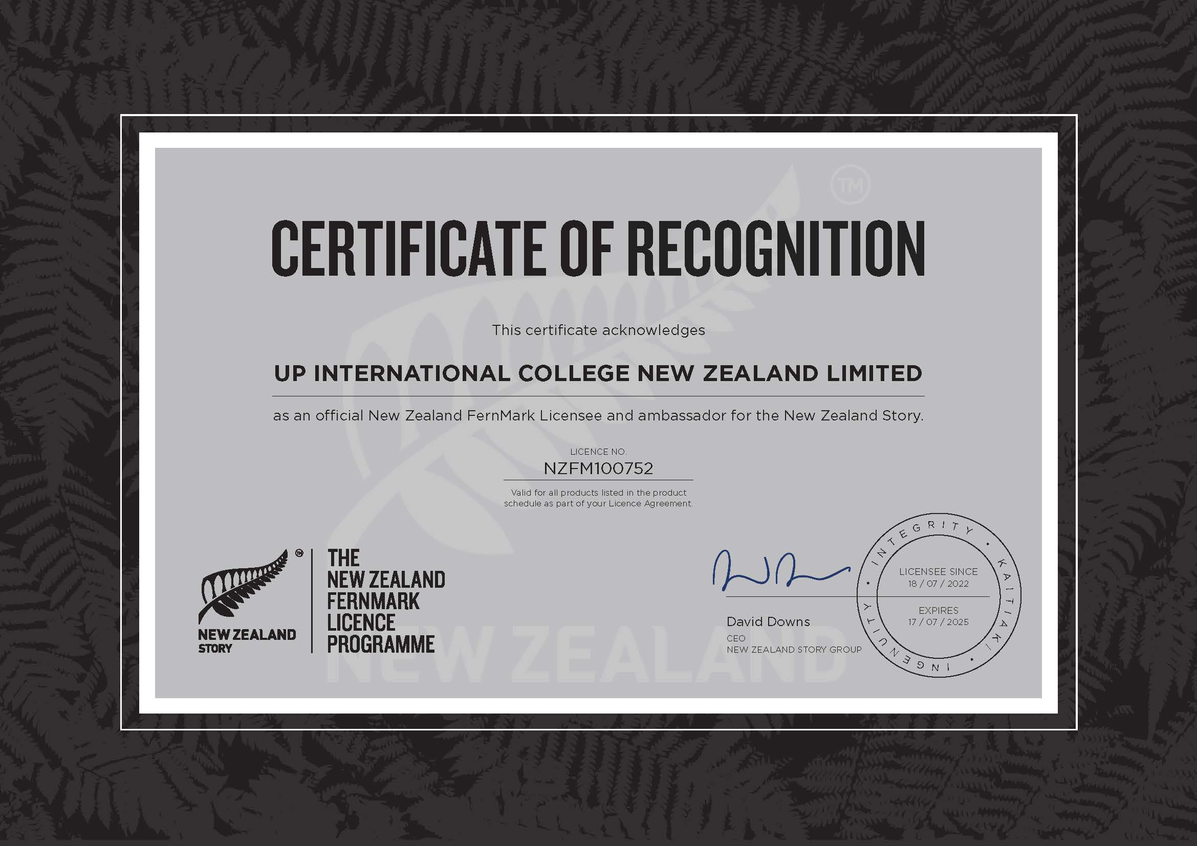 FernMark Certificate - AUT – Top 1% of universities world-wide